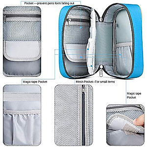 TTVALLEY Portable Pencil Case Large Capacity Pencil Pouch Pen Bag for Girl Boy Men Women (Blue)