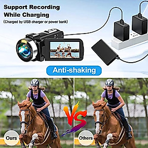 Heegomn Video Camera Camcorder with Microphone HD 2.7K Video Recorder Camera Vlogging Camera for YouTube Kids Camcorder with 3.0" LCD Screen,18X Digital Zoom,Remote,2 Batteries and 32G SD Card