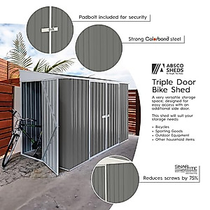 ABSCO Lean to 10 x 5 Ft. Metal Bike Shed, Aluminum and Steel Utility Tool Shed, Outdoor Storage for Backyard, Lawn, Bikes, 50 Sq. Ft., Woodland Gray