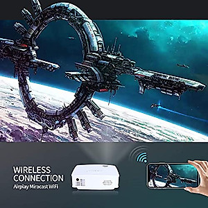 Projector, PONER SAUND WiFi Mini Projector 1080P Supported Home Outdoor Video Projector, 5500 Lux 210" Display Movie Projector, Compatible with Phone, Computer, Laptop, USB, HDMI, VGA