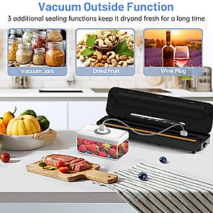 Housiwill Vacuum Sealer, Automatic Food Vacuum Sealer, Vacuum Sealer for Food with 6 Mode, for Dry/Moist Mode and Food Storage, Vacuum Food Saver, Starter Kit with 15 Seal Bags & Air Suction Hose