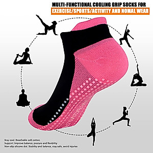 FUNDENCY 6 Pairs Non Slip Yoga Socks for Women, Anti-Skid Socks for Pilates Bikram Fitness Socks with Grips