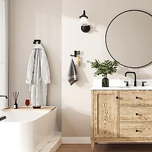 Angle Simple Swivel Towel Hook 3 Arms Matte Black, 304 Stainless Steel Triple Towel Holder, Independent Swing Robe Hook, Flexible Coat Hook, Wall Mount