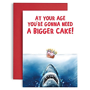Huxters Funny Birthday Card - You're Gonna Need a Bigger Cake, Jaws Theme
