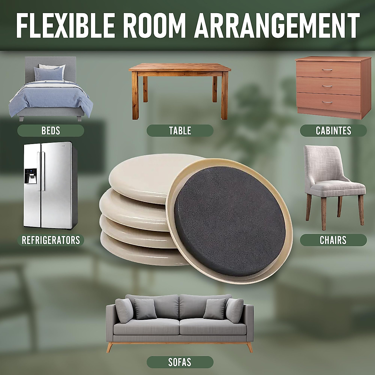 Heavy Duty Furniture Moving System with Lifter Tool and 4 Sliders - Easy Furniture Moving and Lifting Set - Safe for Hardwood Floors and Carpet - Supports Up to 900 lbs