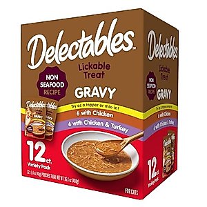 Hartz Delectables Gravy Non-Seafood Lickable Wet Cat Treat & Food Topper, Chicken Flavor Variety, 12 Pack, 1.40 Ounce (Pack of 12)