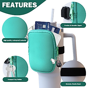 Water Bottle Pouch for Stanley 40 oz Tumbler with Handle - Gym Accessories for Women, Cup Belt Bag Compatible with Stanley/Simple Modern Tumbler Accessories(Green)