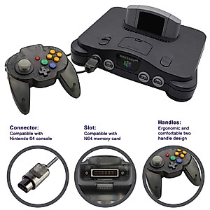 Warrior 64 Wired Controller for Original Nintendo 64 N64 Console (Black)
