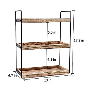 3 Tier Bathroom Organizer Countertop, Wood Vanity Organizers and Storage, Bathroom Trays for Counter, Standing Rack Cosmetic Holder