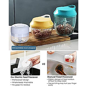 AYOTEE Cordless Portable Mini Food Chopper, Small Electric Food Processor For Garlic Veggie, Dicing, Mincing & Puree , 100ml, Baby Food Maker, White