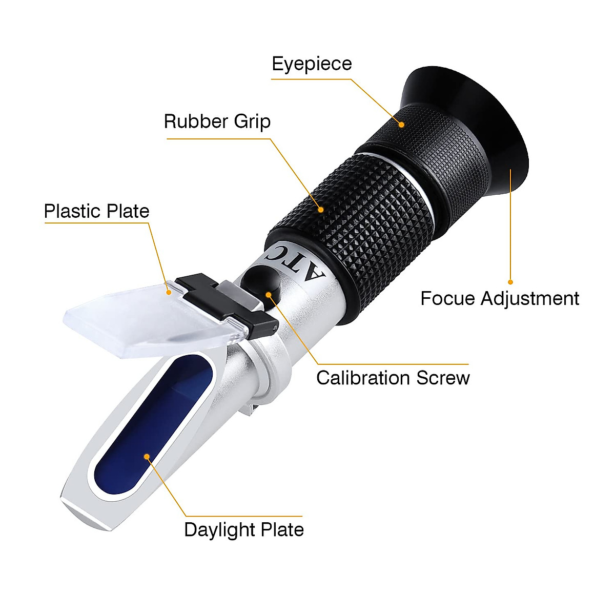 Brix Refractometer Meter, Triple Scale Honey Tester (Water Content: 12-27%, Brix: 58-90%, Be': 38-43), Handheld Honey Refractometer for Honey, Maple Syrup, Molasses & Bee Keeping