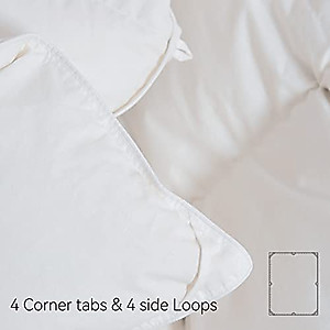 Airluck Feather Down Comforter Queen Size Full Hotel Fluffy Duvet Insert All Seasons Down Blanket Solid White 90x90 inches Medium Warm 50oz Soft Down Proof Cotton Poly Cover with Corner Tabs