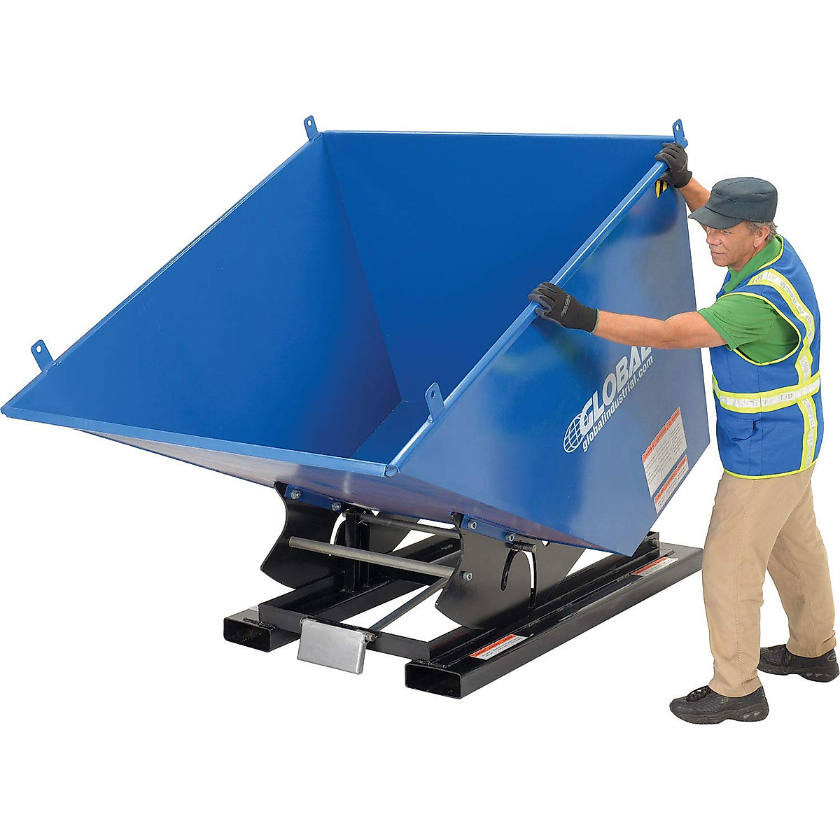 Global Industrial 2 Cu. Yd. Self-Dumping Forklift Hopper with Bump Release, 6000 Lb. Cap.