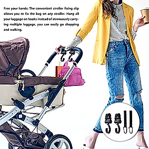 8pcs Stroller Hook Stroller Bag Hook 2 Kinds Mommy Buggy Clips Black 360 Degree Rotating Pram Shopping Hooks Stroller Hanger Hook for Diaper Bag Pushchair Stroller Purse Groceries