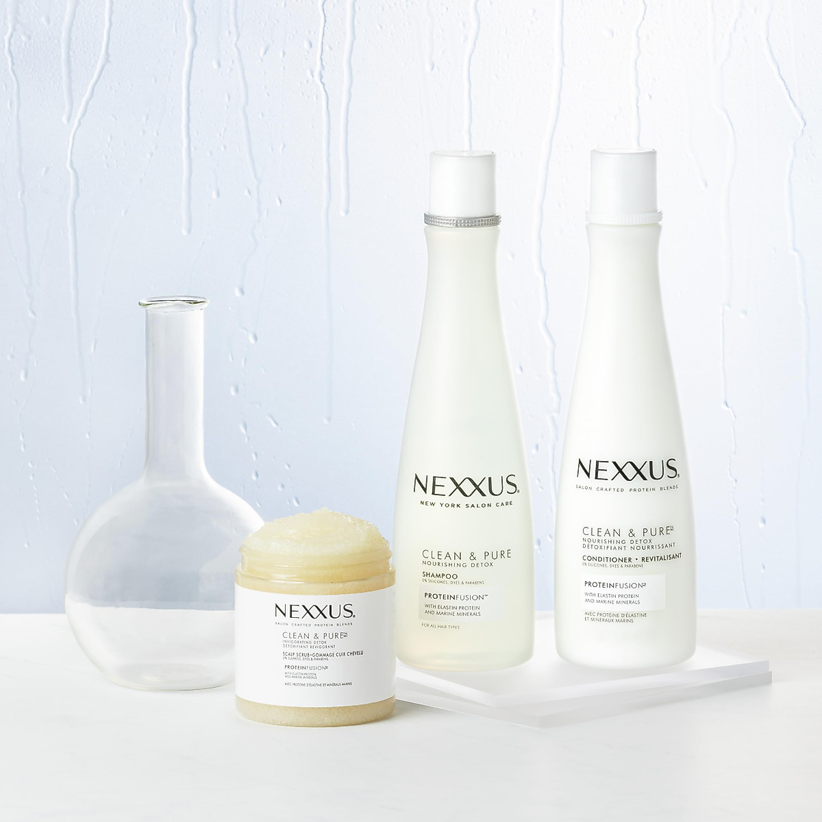 Nexxus Clean & Pure Hair Regimen Pack Shampoo, Conditioner and Scrub Detox Hair Products Sulfate Free, Silicone free, Paraben Free 3 Count