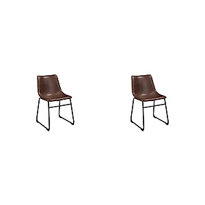 Signature Design by Ashley Mid Century Centiar Dining Bucket Chair, 2 Count, Black and Brown