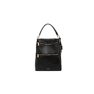 TUMI Voyageur Liv Backpack/Tote - Backpack or Tote Bag - Tote Bag & Backpack Combo - Black Leather & Gold Hardware