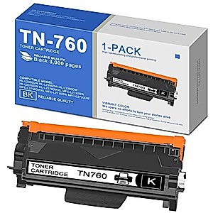 ZY TN760 Compatible (1 Pack, Black) Toner Cartridge Replacement for Brother HL-L2350DW HL-L2395DW MFC-L2710DW MFC-L2750DW DCP-L2550DW TN760 TN-760 TN730 TN730 TN-730 TN 730 Printers Toner Cartridge