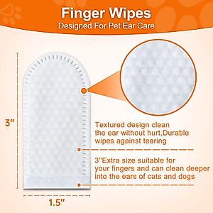 100Pcs Dog Ear Wipes Finger, Dog Ear Cleaner Wipes for Dogs and Cats, Pet Ear Wipes, Soft & Easy Otic Cleaning Pads, Remove Wax, Dirt & Stop Smelly, Itchy, Non-Irritating