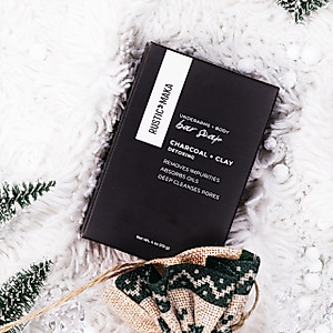 Rustic Maka Activated Charcoal + Clay Natural Soap Bar, DETOX + CLEANSE, for Acne, Problem Skin, Excess Oil Control, Face, Body and Underarm Detox, Oily to Normal Skin