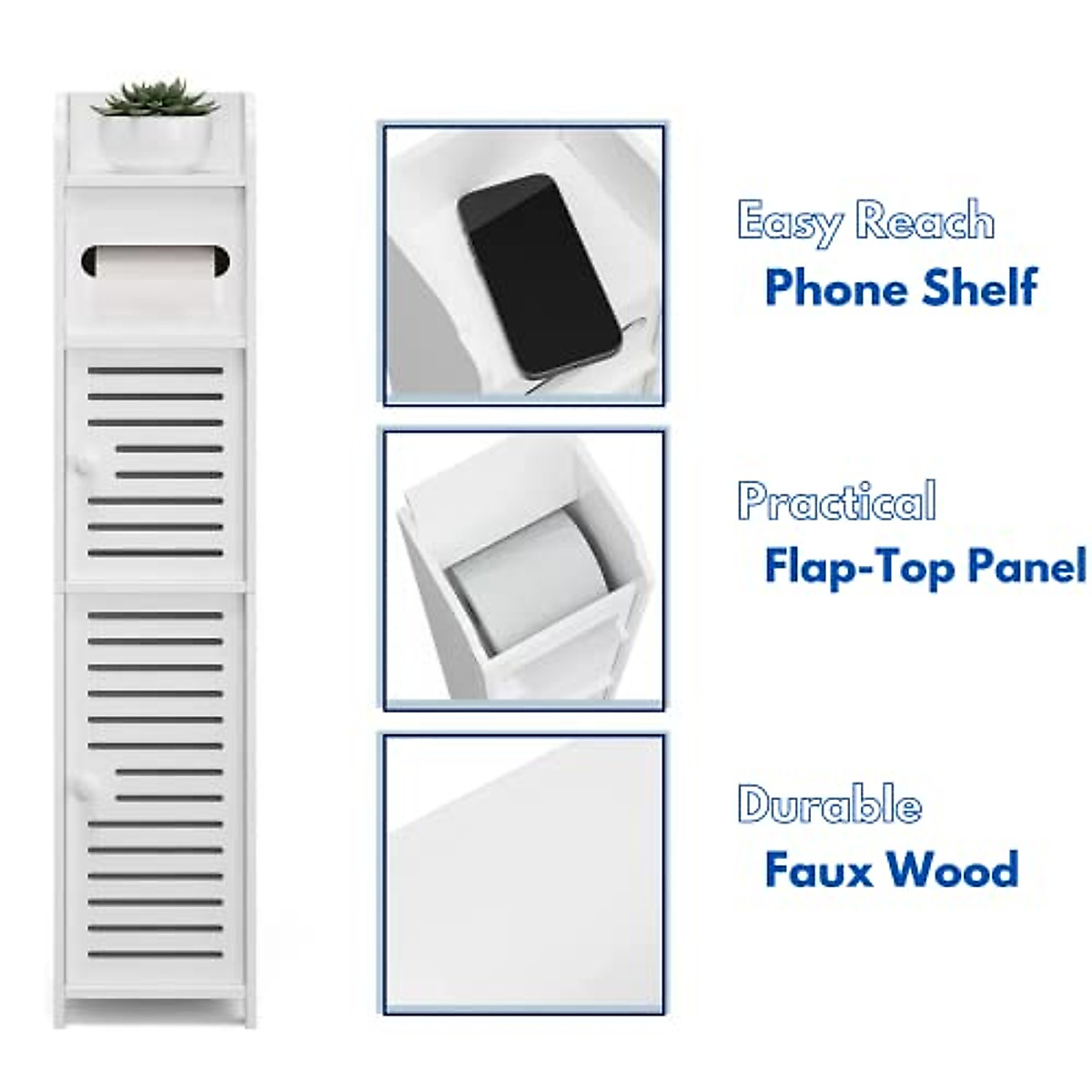 DECOMIL - Small Bathroom Storage Cabinet, Bathroom Storage Organizer |Storage Shelf, Slim, Toilet Paper Organizer, Towel Storage,ONE Door Model