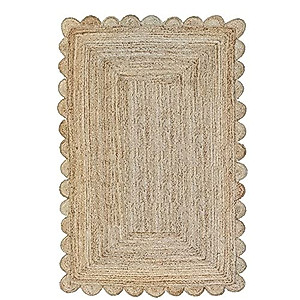 Agro Richer Rug Beige Scloop Design Hand Braided Home Living Room Floor Carpet Living Room Farmhouse Carpet Rag Rug (90 x 360 CM (3x12 Feet) Rectangle)