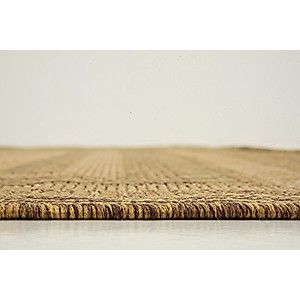 Unique Loom Outdoor Border Collection Area Rug - Multi Border (7' 1" x 10' Rectangle, Tan/ Light Brown)