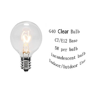GOOTHY Clear Globe G40 Screw Base Light Bulbs Replacement 1.5-Inch, E12 Base, 25 Pack