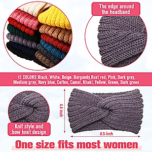 Canlierr 15 Pieces Warm Winter Headband for Women Soft Knit Hair Wrap Ear Warmers Crochet Head Wrap