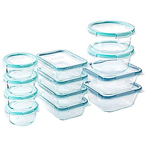 Snapware Total Solution 24-Pc Glass Food Storage Container Set with Plastic Lids, 4-Cup, 2-Cup & 1-Cup Meal Prep Containers, BPA-Free Lids with 4 Locking Tabs, Microwave, Dishwasher, and Freezer Safe