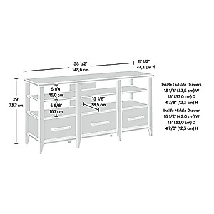 Sauder Summit Station Credenza TV Stand with Storage, L: 58.50" x W: 17.48" x H: 29.02", Glacier Oak Finish