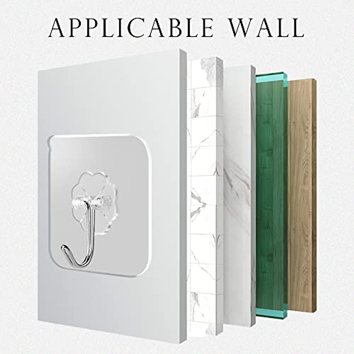 HAOSUM Hanging Chain with Adhesive Hooks for Stained Glass Window Hangings and Suncatchers,Transparent Sticky Hooks Pack for Window Door Wall in Kitchen,4 Pieces 8 Inch and 2 Pieces 24 Inch Pack