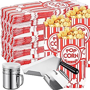 Essenya 202 PCS Popcorn Bags with Popcorn Scoop and Salt Shaker,1 oz Small Pop Corn Bags Popcorn Bags Individual Servings for Popcorn Machine Supplies Party Movie Night Theater (Professional, 202 PCS)