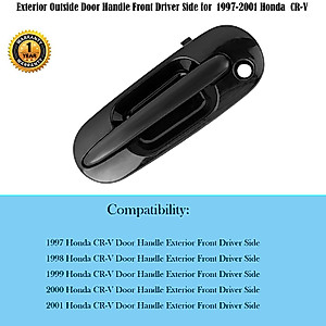 Exterior Outside Outer Front Left LH Driver Side Door Handle Fit for Honda CRV 1997 1998 1999 2000 2001 Black with Keyhole Replace OE# 77609