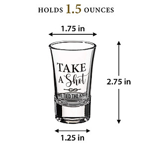 Lillian Rose Tied The Knot Wedding Day Shot Glass Favors Set of 4, 4 Count (Pack of 1), Clear