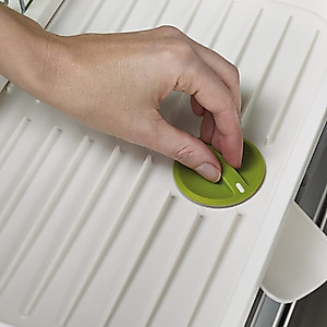 Joseph Joseph 85071 Extend Expandable Dish Drying Rack and Drainboard Set Foldaway Integrated Spout Drainer Removable Steel Rack and Cutlery Holder, White,White/Green - Plastic