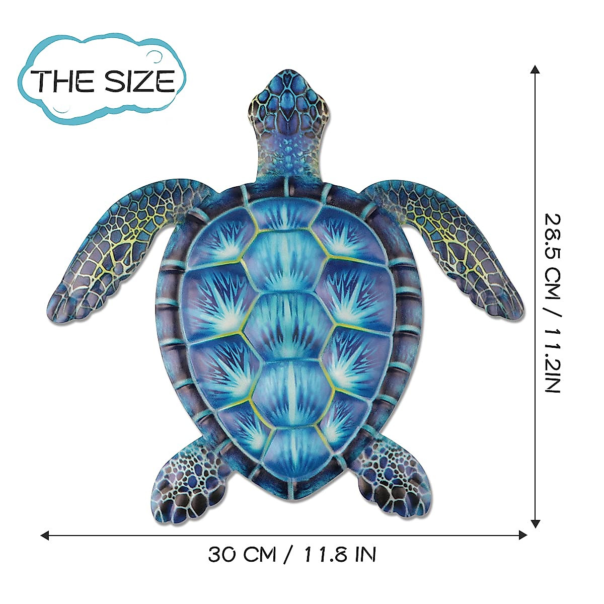 YIYA Metal Sea Turtle Wall Decor Sea Turtle Wall Art Decor for Home Bedroom Living Room Office Garden Fences Aquarium Ocean Wall Decoration, Blue
