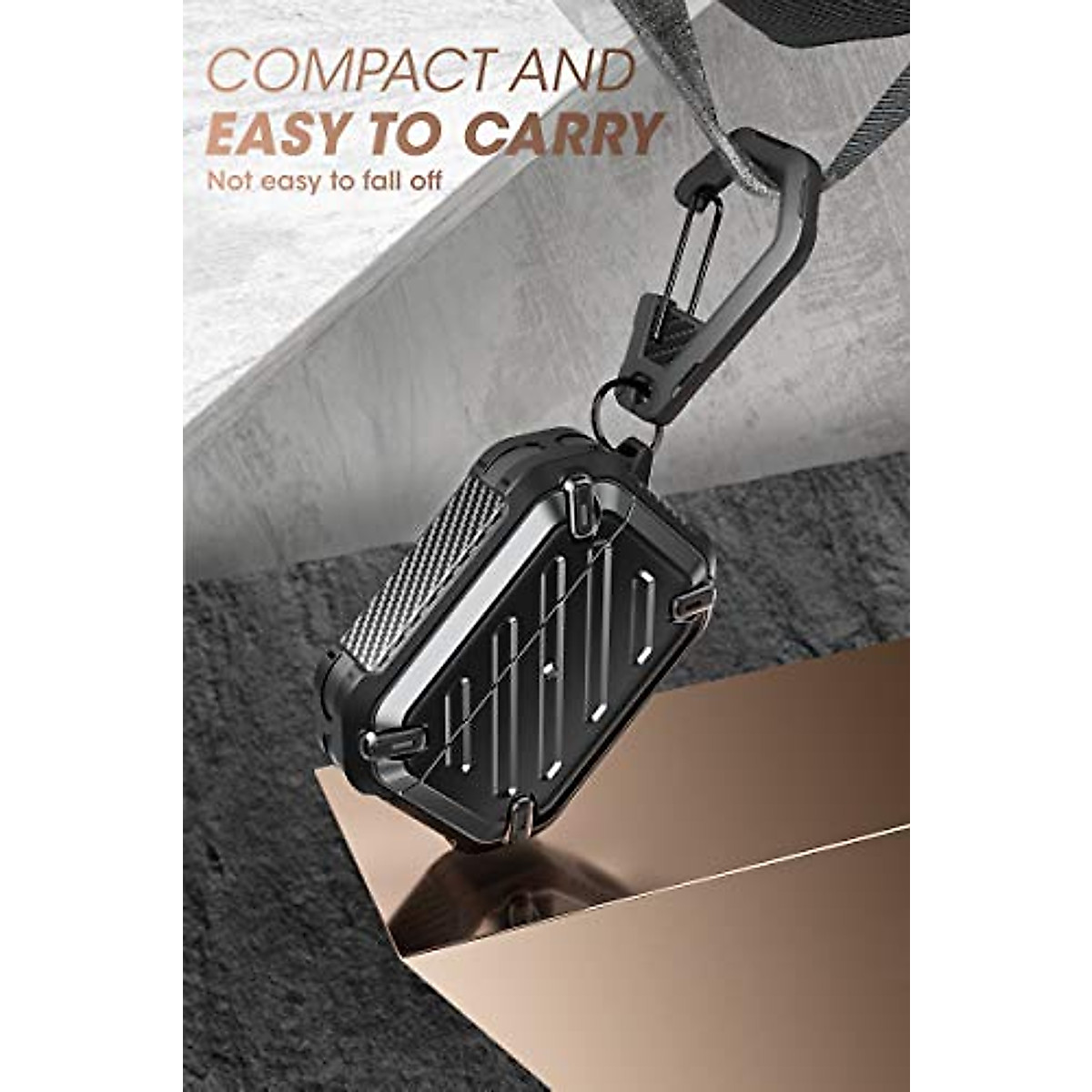 SUPCASE Unicorn Beetle Pro Series Case Designed for Airpods Pro, Full-Body Rugged Protective Case with Carabiner for Apple Airpods Pro (Black)