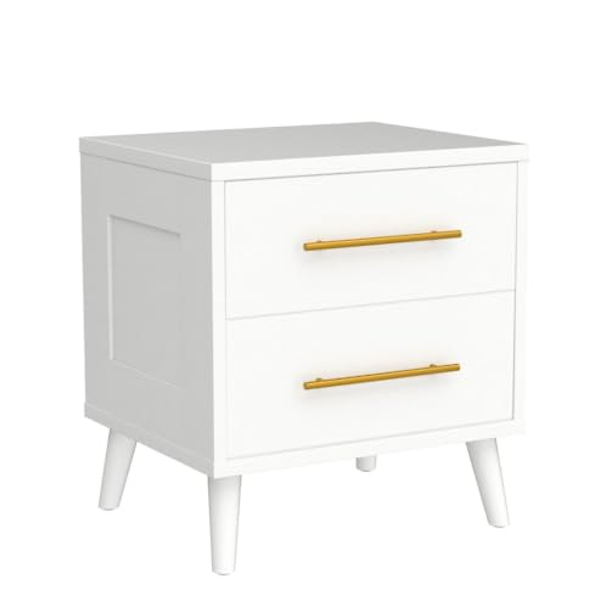 Aiho Nightstand, Bedside Table with Metal Handles, Modern Wood Night Stand 2 Drawer Dresser for Bedroom, White Nightstand