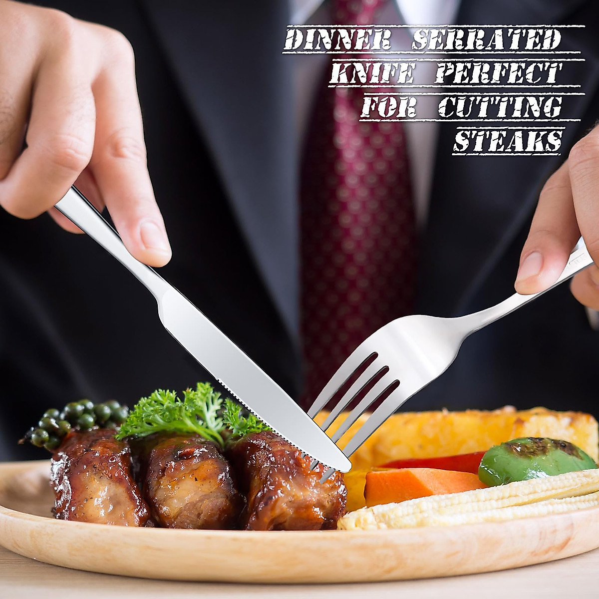 Nuenen 200 Pcs Forks and Knives Stainless Steel Forks Silverware Set Include 100 Dinner Forks and 100 Knives Flatware Set Tableware Cutlery Set for Home Restaurant, Mirror Polished, Dishwasher Safe