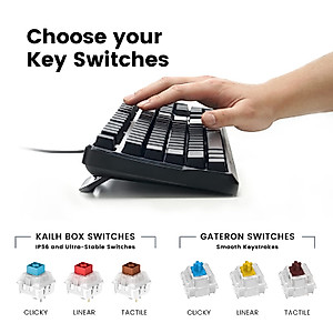 Perixx PX-5300 GYL Mechanical Gaming Keyboard - Wired USB 5.9 Ft Cable - Customizable RGB Backlighting - Linear Gateron Yellow Switches - US English, Black