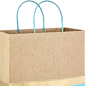 Hallmark 13" Large Paper Gift Bags (6 Bags: Turquoise & Kraft with Gold) for Birthdays, Easter, Weddings, Mother's Day, Baby Showers, Bridal Showers or Any Occasion