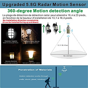 Radar Motion Sensor Light Bulbs A19 250W Equivalent AC85-265V 27W Motion Detector Auto Activated Dusk to Dawn Security Outdoor Porch Lights LED Bulb Daylight White 3375LM E26/E27 (2 Pack)