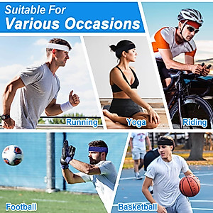 4 Pcs Sweatbands Sport Headbands for Men & Women, Sweat Head Bands Moisture Wicking Sport Headband Cotton Sweatbands for Basketball, Athletic Exercise, Tennis, Running, Yoga