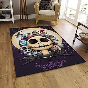 Nightmare Before Christmas Jack Skellington Area Rug – Perfect Christmas Decorations for Halloween! Horror Christmas Nursery Rug, Washable Rugs for Living Room, Bedroom Rug 1 (3x5ft)