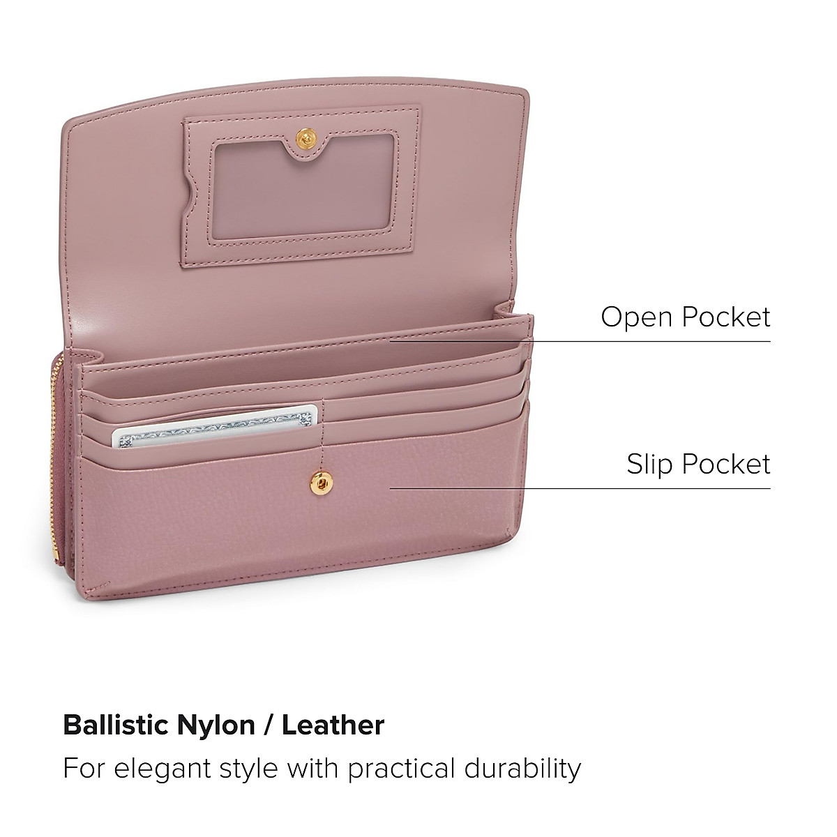 TUMI - Belden Crossbody Wallet Bag - Multipurpose Leather Travel Wallet - With Pockets & Card Holder - 4.5" x 8.0" x 1.3" - Pearl Pink