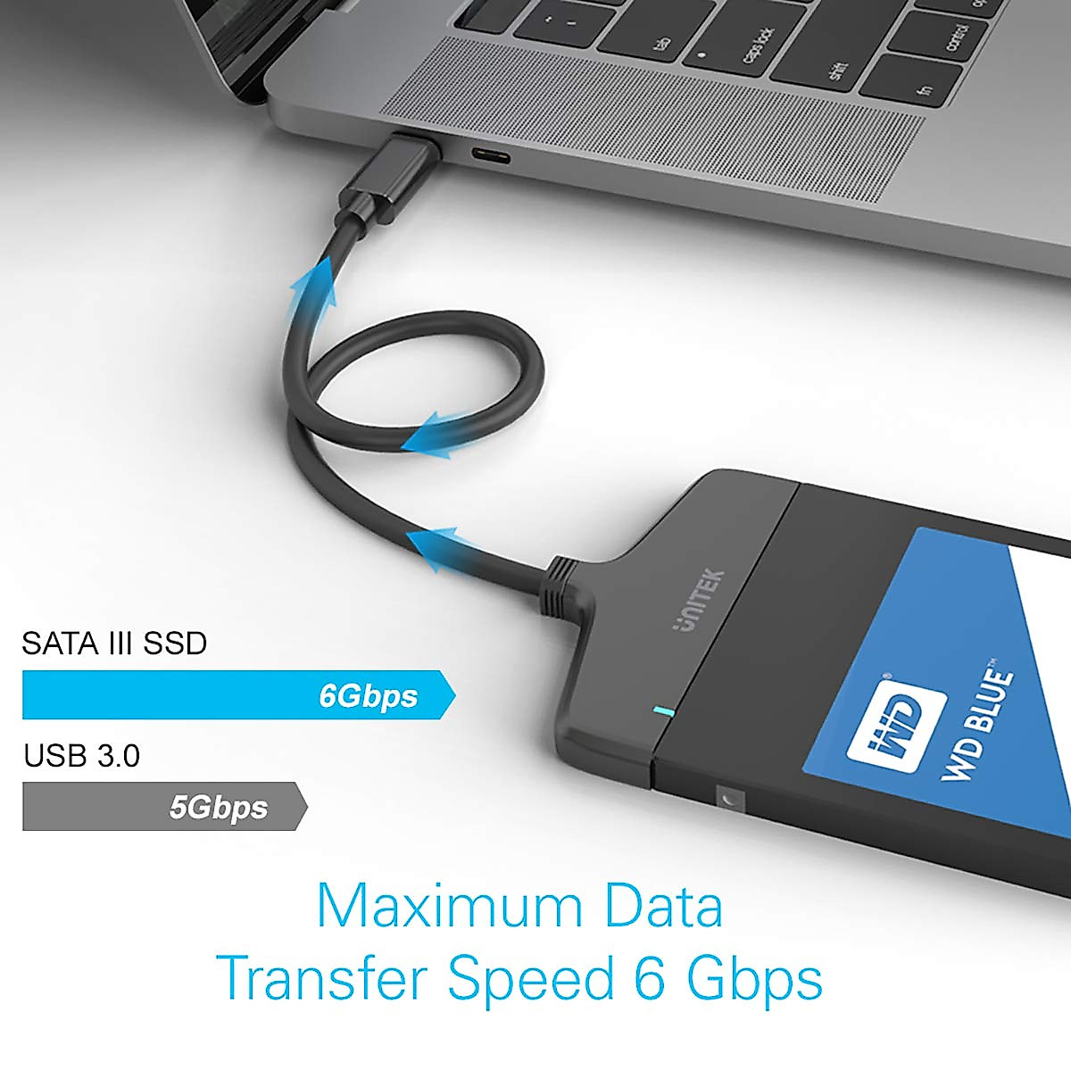 Unitek USB C Hard Drive Adapter, USB Type-C 3.1 to SATA III Hard Drive Converter Cable for 2.5 inch SATA HDD/SSD Hard Disk, Solid State Drives Connector, Support UASP