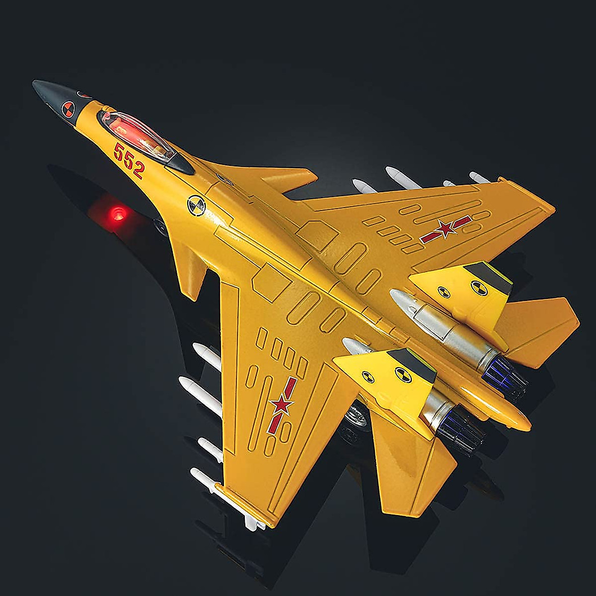 Taktik Alloy Planes Pull Back Airplane Aircraft Model Toys with Stealth Bombers and Fighter Planes Diecast Fighter Jets Gifts for Kids,Boys and Adults(Yellow)