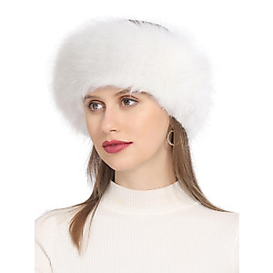 Rulala Fancy Faux Fur Headband for Women Winter Earwarmer Earmuff with Elastic(White)