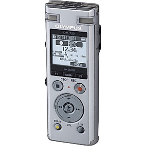 OM SYSTEM OLYMPUS Voice Recorder DM-720 with 4GB, Micro SD Slot, USB Charging, Direction PC Connection, Transcription Mode, Silver